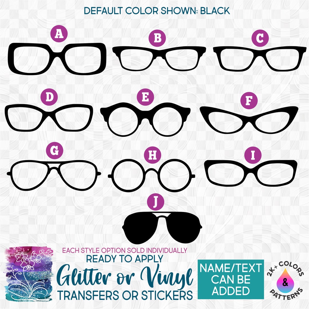 S332-1 Ready to Apply Iron on Transfer or Sticker Decal Eye Glasses ...
