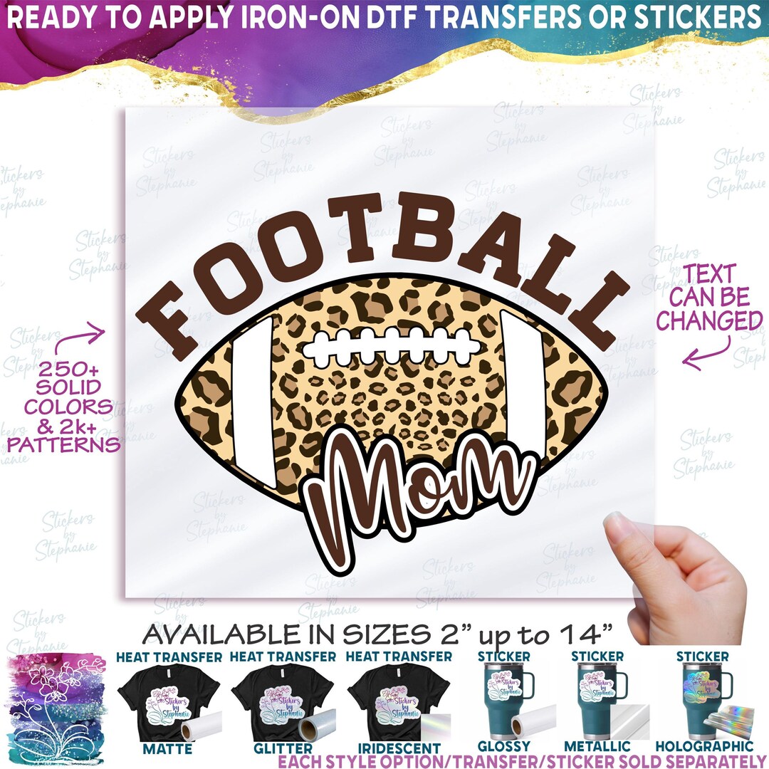 S044-q2 Football Mom Leopard Print Custom Text 250+ Colors Matte Vinyl ...