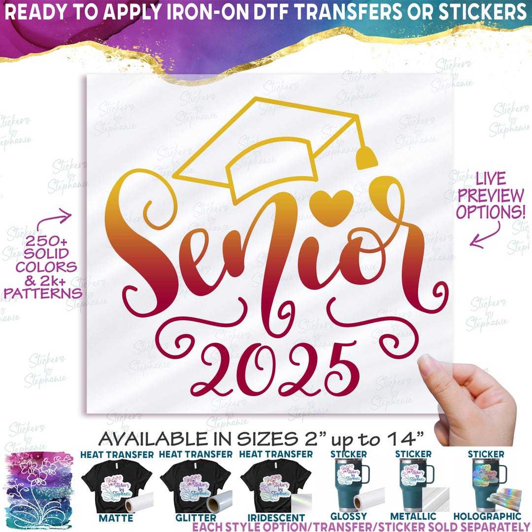 S151-1g-p2430 Senior Graduation Graduate 2025 250+ Colors Matte Vinyl ...