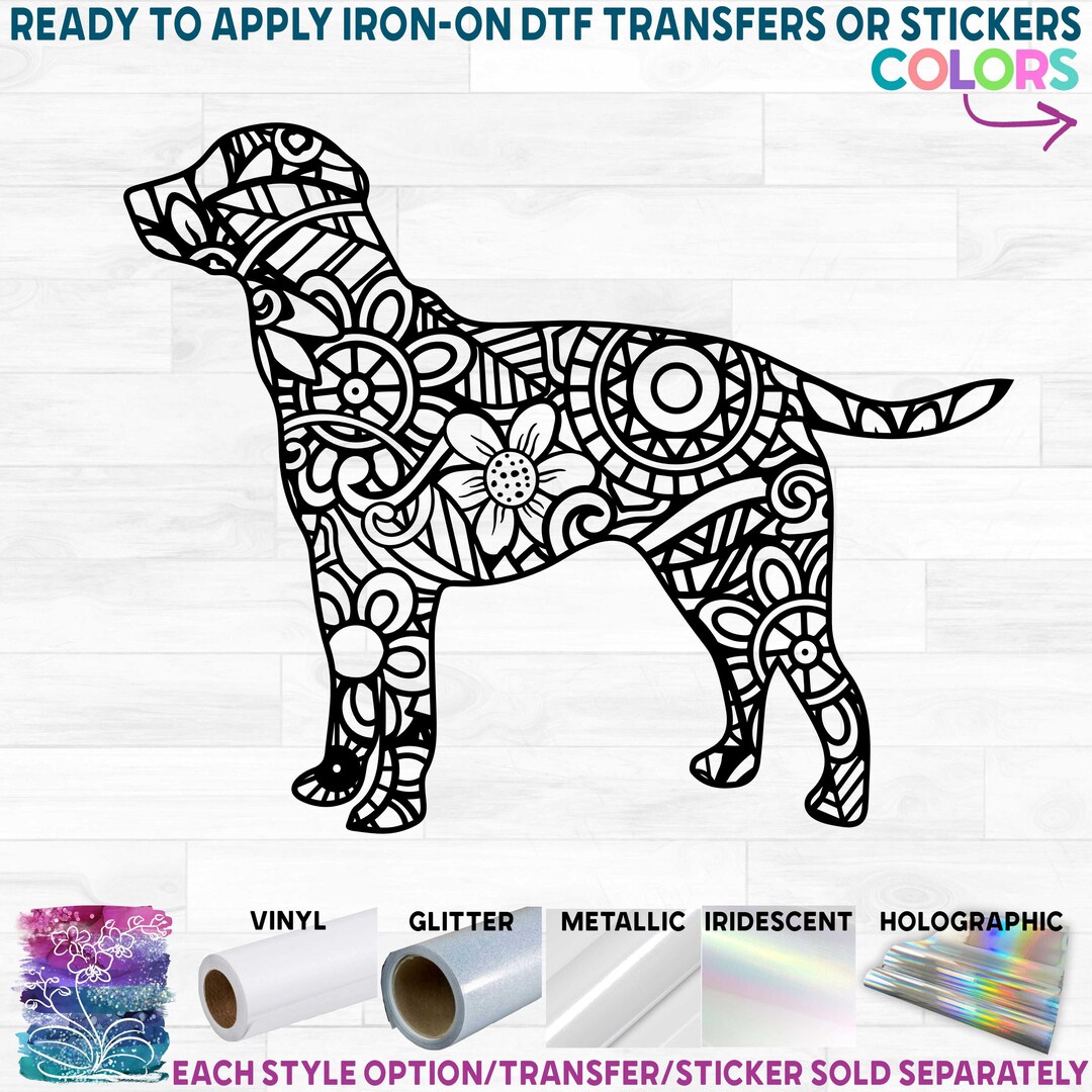 S011-1-N2 Labrador Lab Dog Zentangle Doodle floral vinyle mat DTF ...
