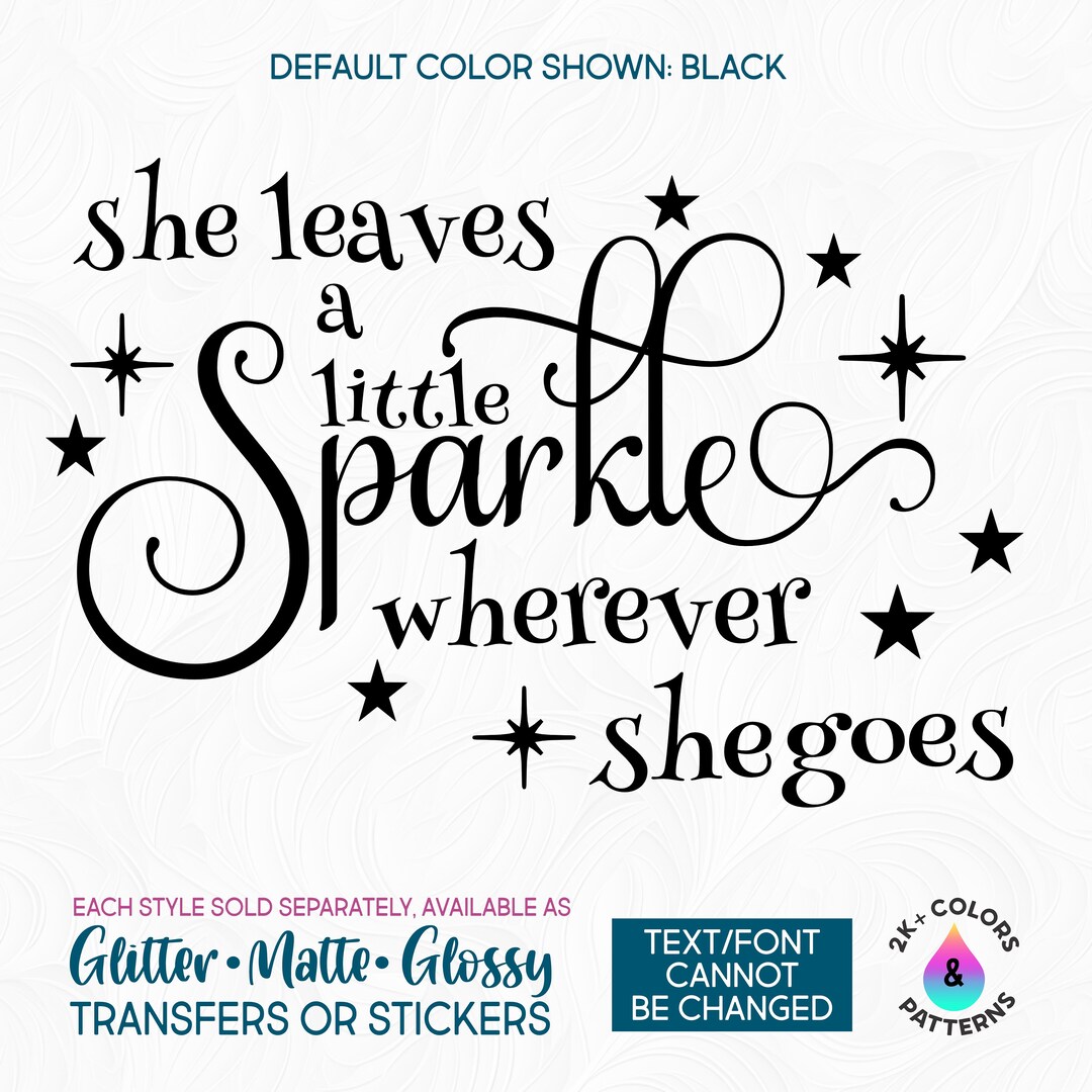 Item S121-b Glitter or Vinyl Iron on Transfer or Sticker She - Etsy