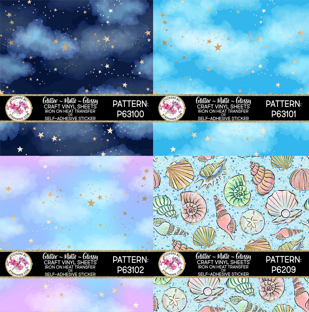 Starry Night Sky Clouds Beach Sea Shells Pattern Glitter or - Etsy
