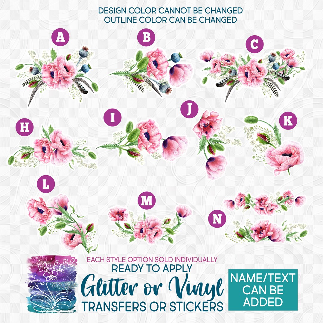 S205 Ready to Apply Vinyl Glitter Holographic DTF Transfer or Sticker ...