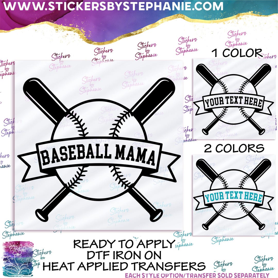 S041-01-t Baseball Mama Split Ball Bats Custom Text Iron on Vinyl DTF ...