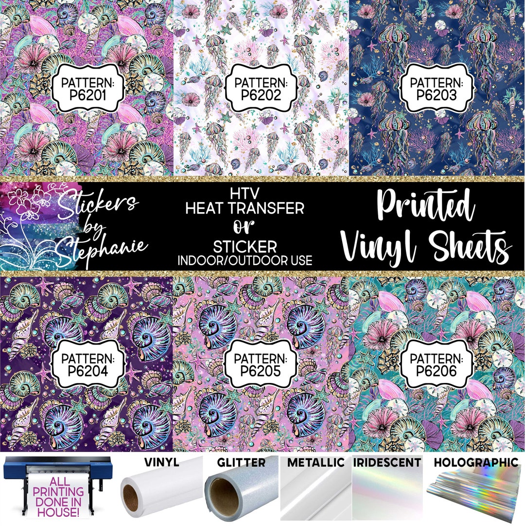 Beach Sea Shells Pattern g01 Printed Vinyl Sheets Heat Transfer HTV ...
