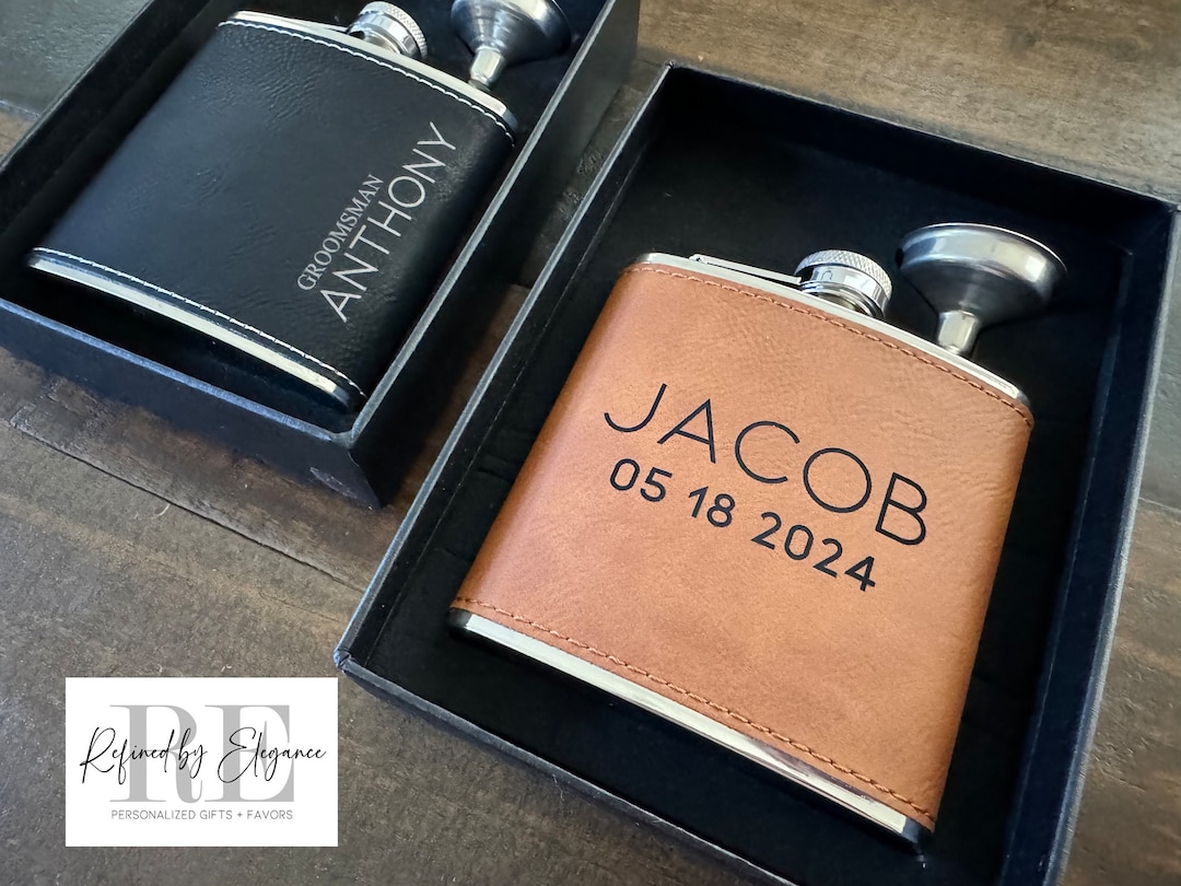 Personalized Flask for Men, Engraved Flask for Groomsmen, Groomsmen ...