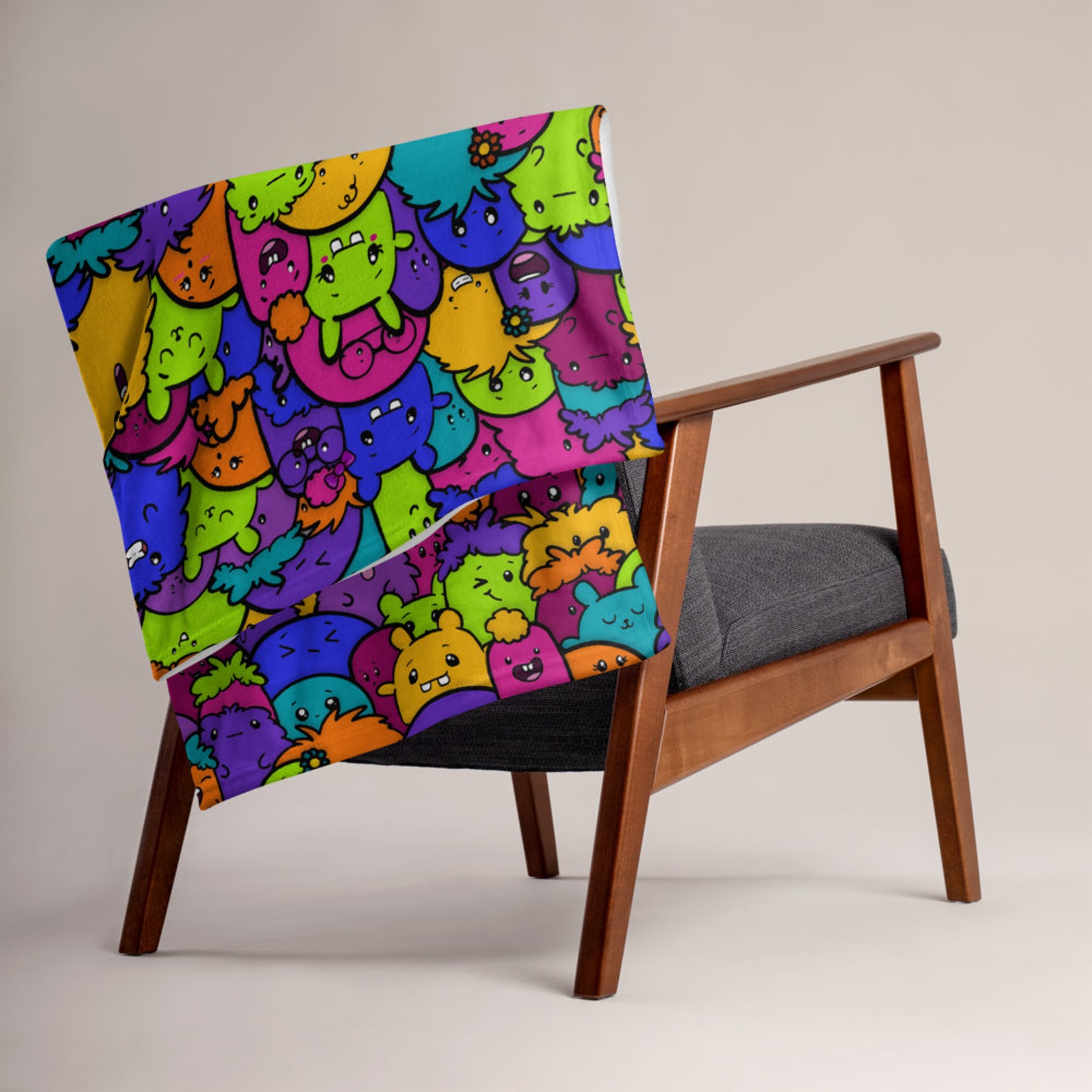 Cute Monster Blanket - Monster Throw Blanket - Monster Pattern Blanket ...