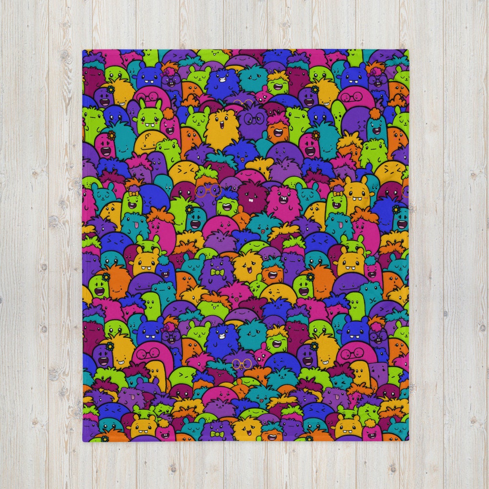Cute Monster Blanket - Monster Throw Blanket - Monster Pattern Blanket ...