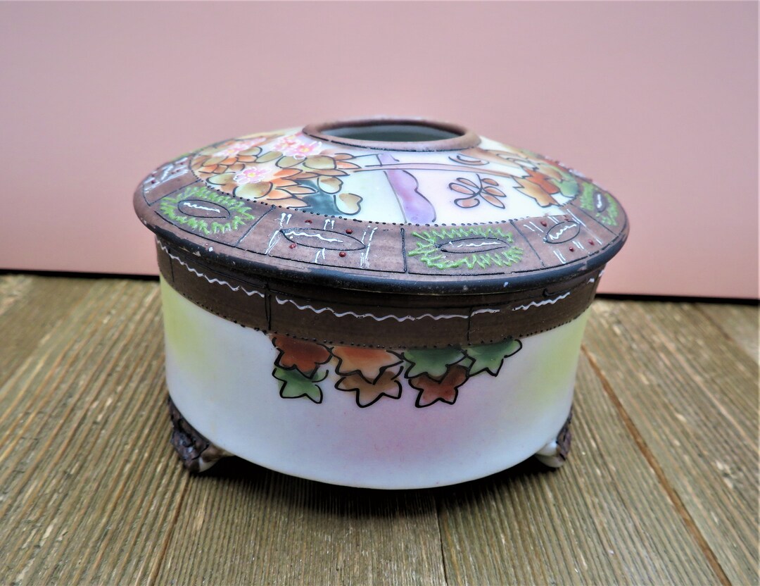 Vintage Hair Receiver Japan Hand Painted Flowers Porcelain - Etsy