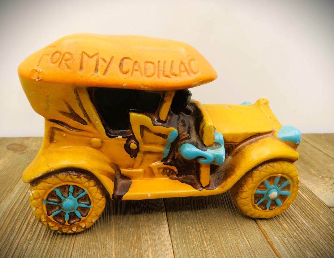 Vintage Plaster Kitschy Coin Bank OLD CAR "for My Cadillac" - Etsy