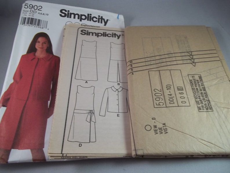Simplicity 5902 M/MP Dress or Jumper and Jacket With Skirt | Etsy