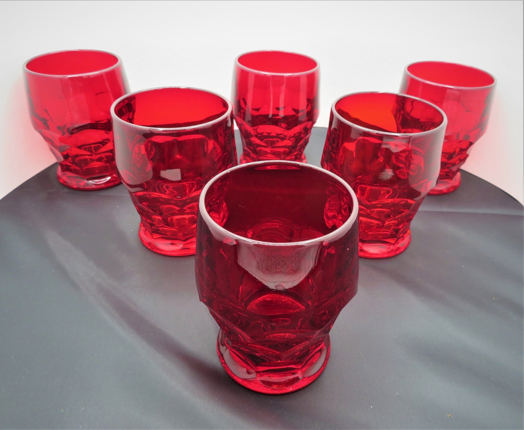Vintage Royal Ruby Red Tumblers: Anchor Hocking Georgian Honeycomb ...