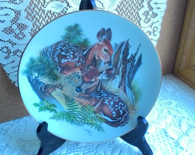 White Tailed Fawns Collector's Plate by Nature's Heritage 1982 - Etsy