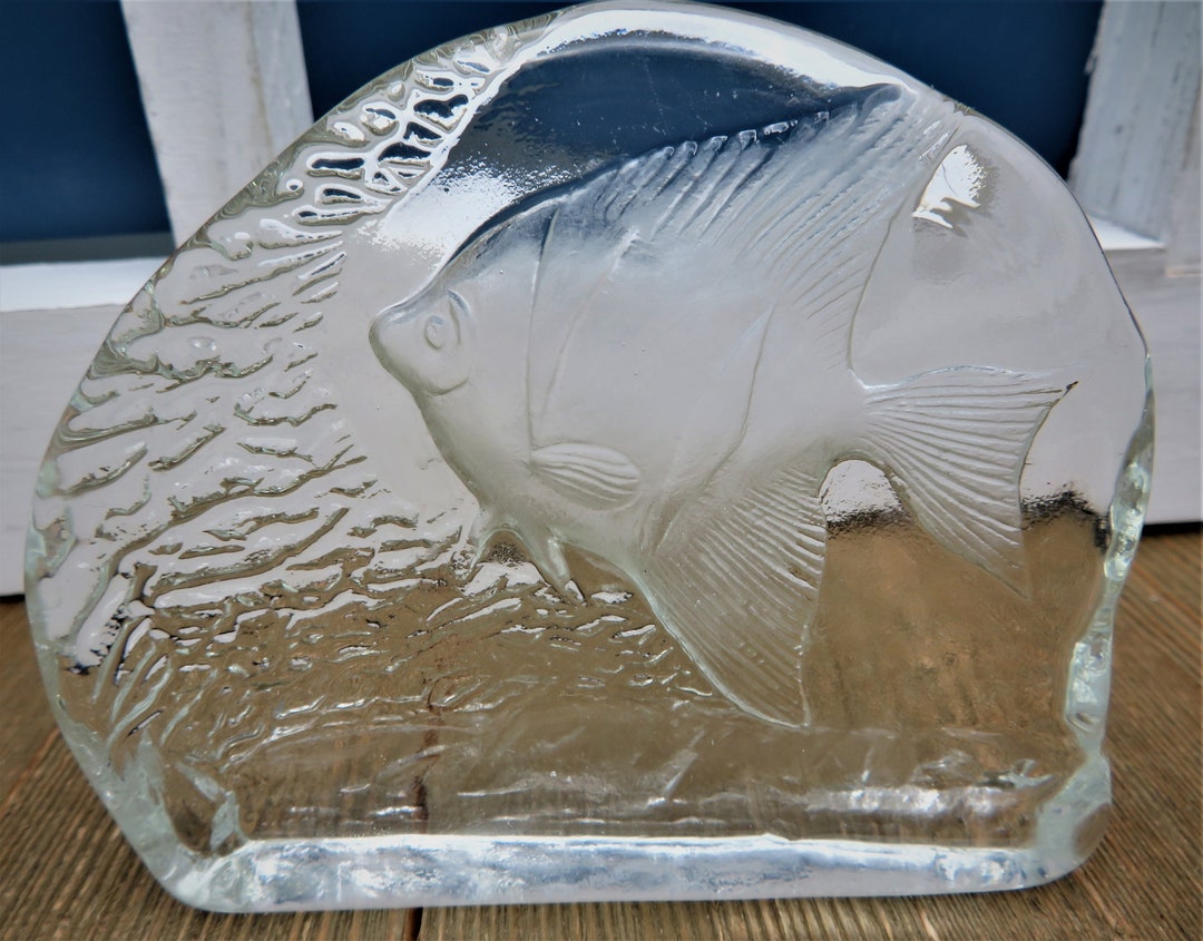 Tropical Angelfish Crystal Clear Ice Glass Paperweight With Fish ...