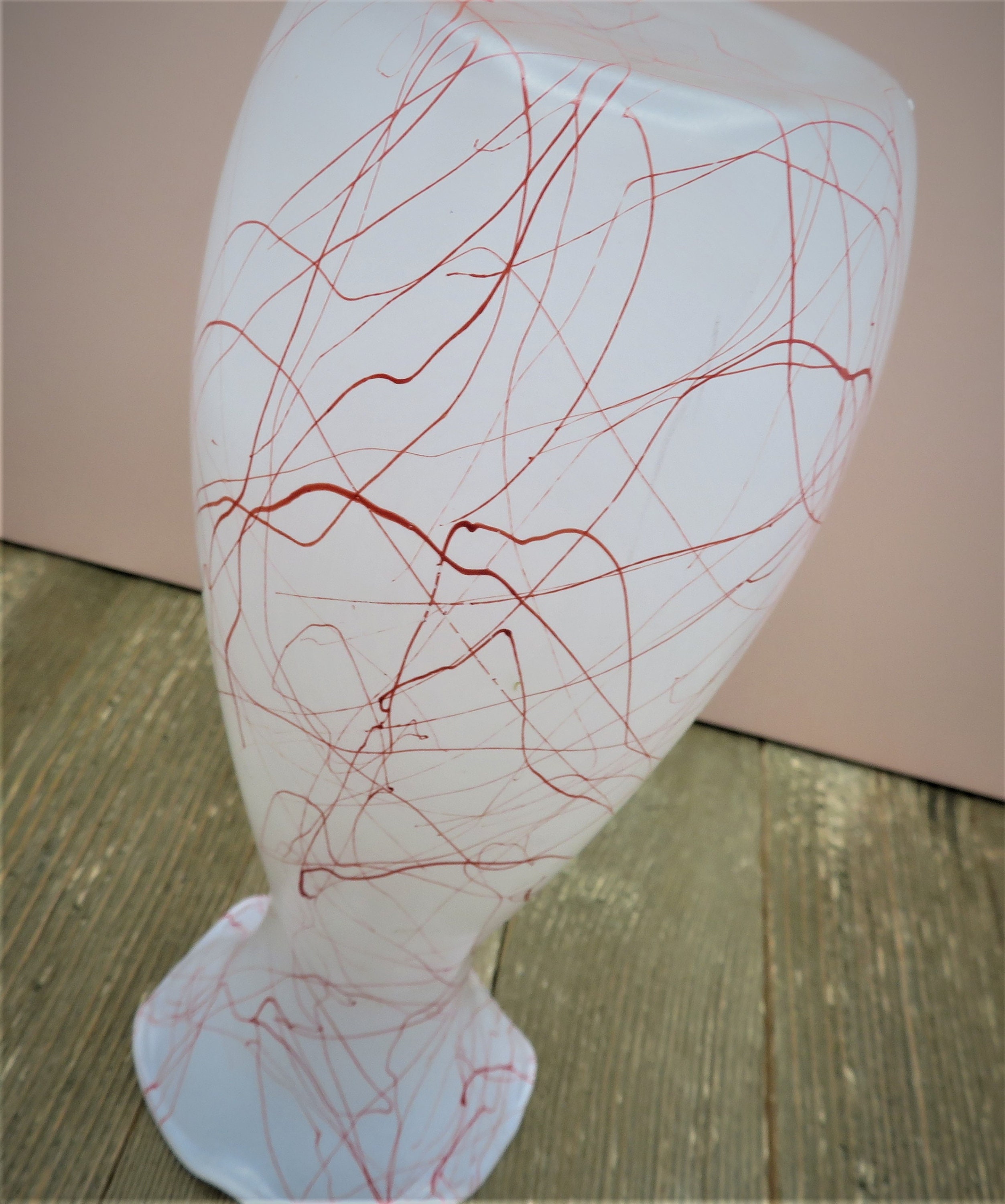 Vintage 1960's Hazel Atlas Frosted Glass Red Spaghetti Drizzle Vase - Etsy
