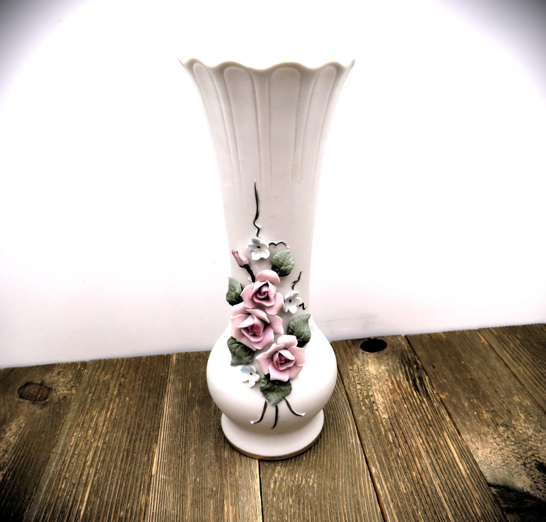 Vintage Lefton China Vase, Hand Applied Flowers Hand Painted #YK829 - Etsy