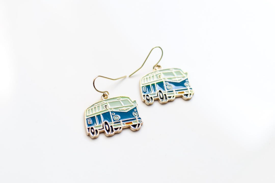 Vintage Van / Bus Earrings in Gold - Etsy