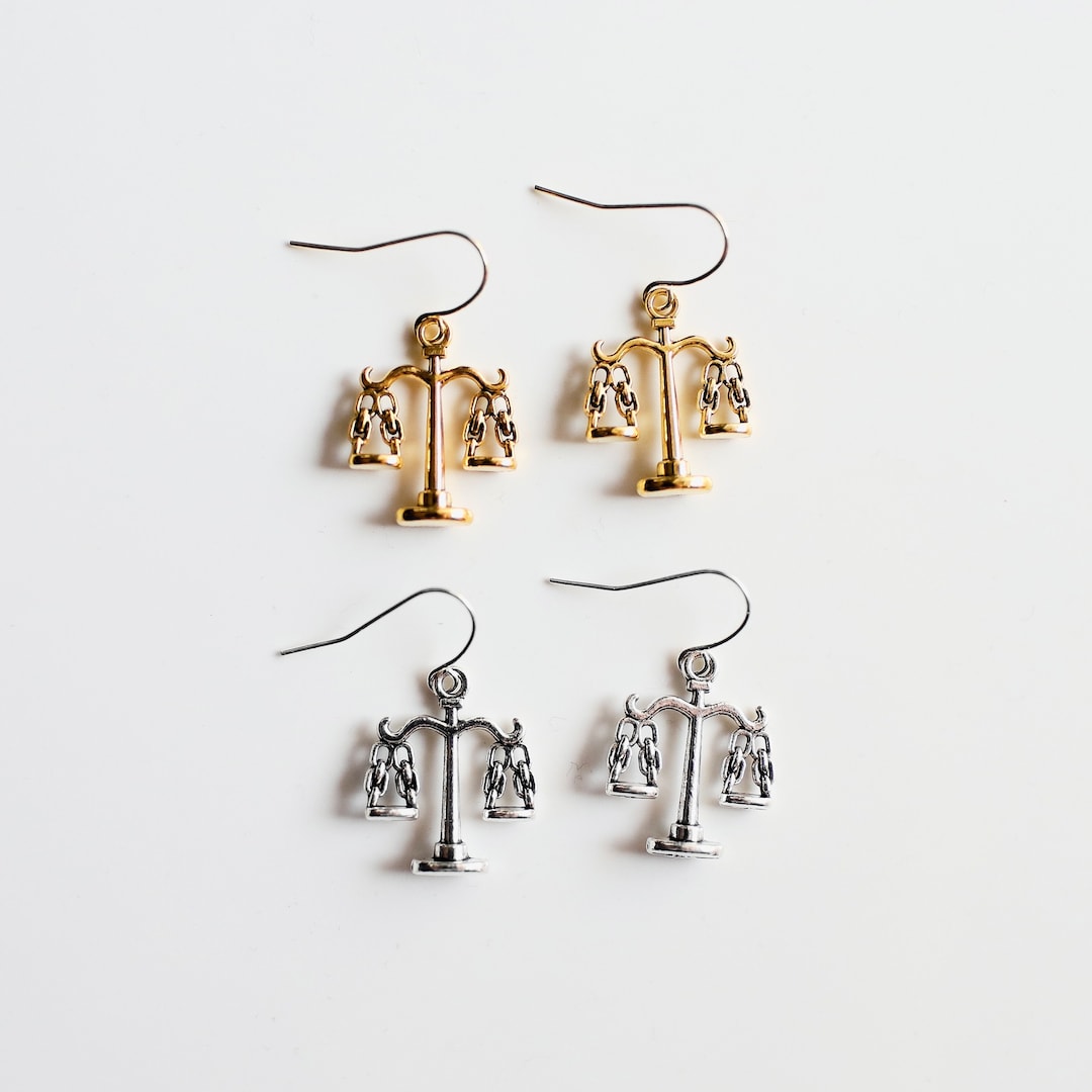 Women in Law Justice Scales Earrings in Gold & Silver - Etsy