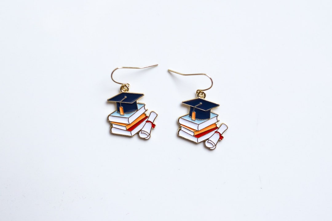 Graduation Cap Earrings in Gold - Etsy