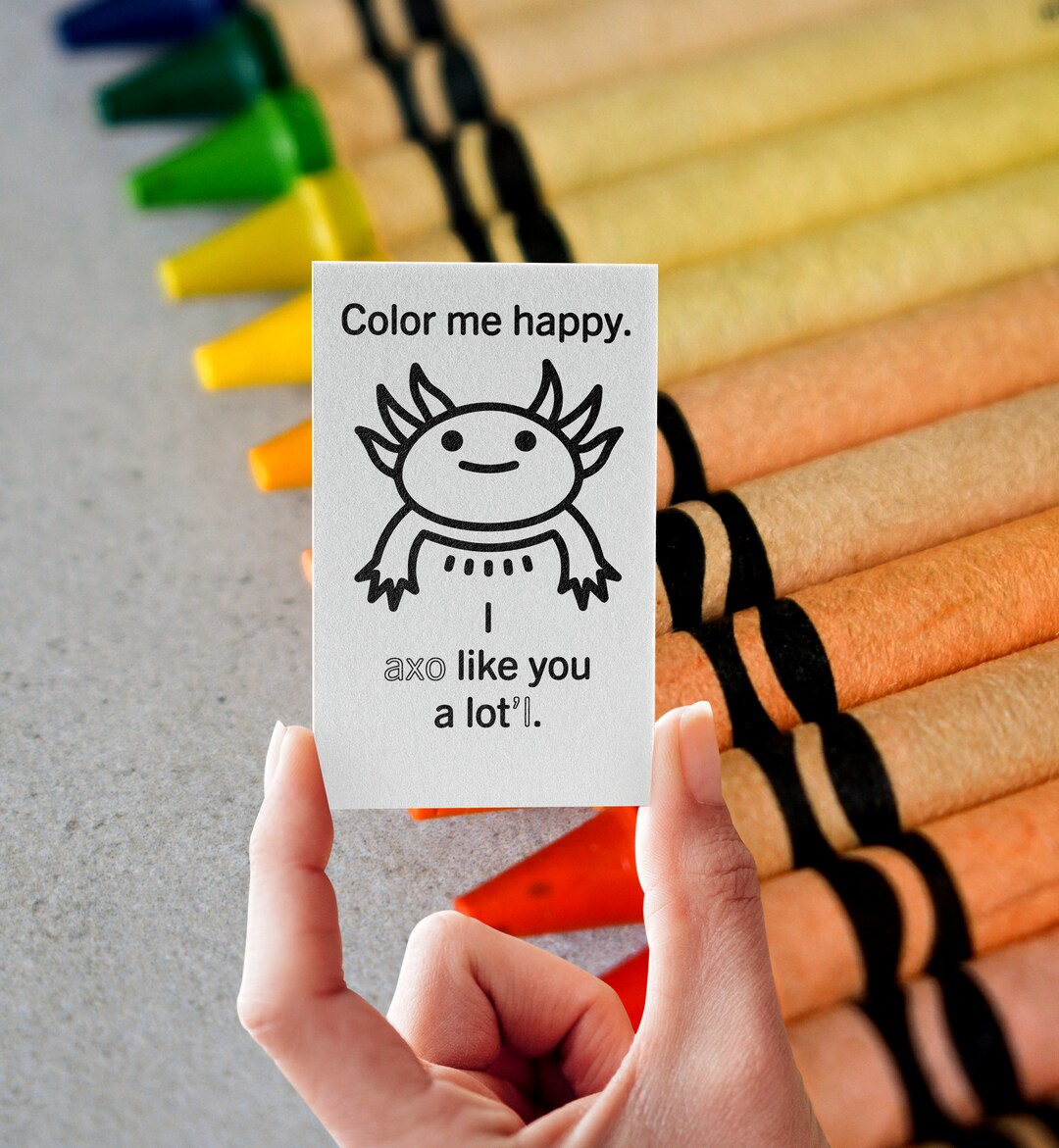 Axolotl Valentine for Kids, Kids Valentine Cards, Printable Black and ...