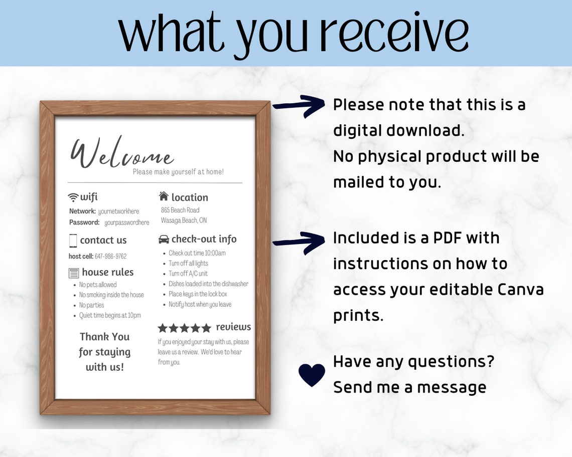 VRBO Welcome Sign | Editable Printable Sign | Minimalist Design ...