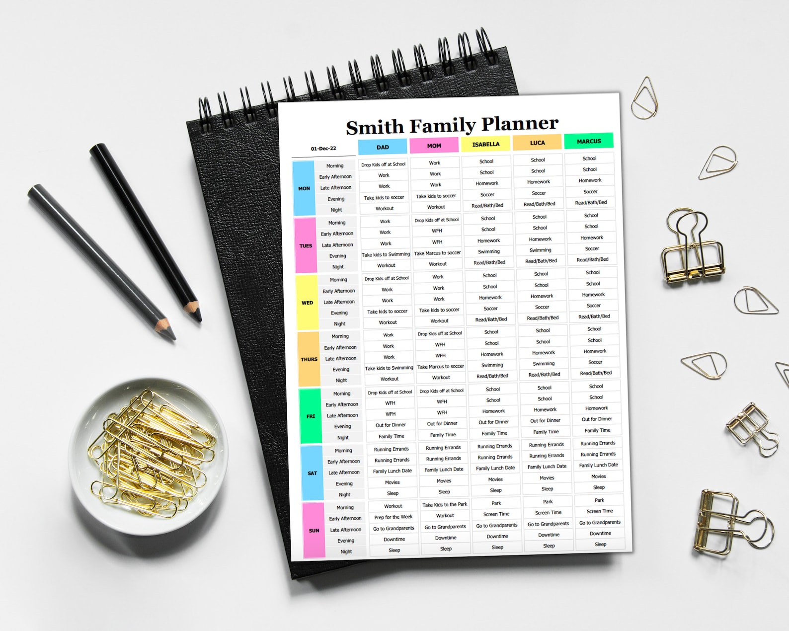 EDITABLE Daily Family Planner Schedule | Hourly Planner | Family ...