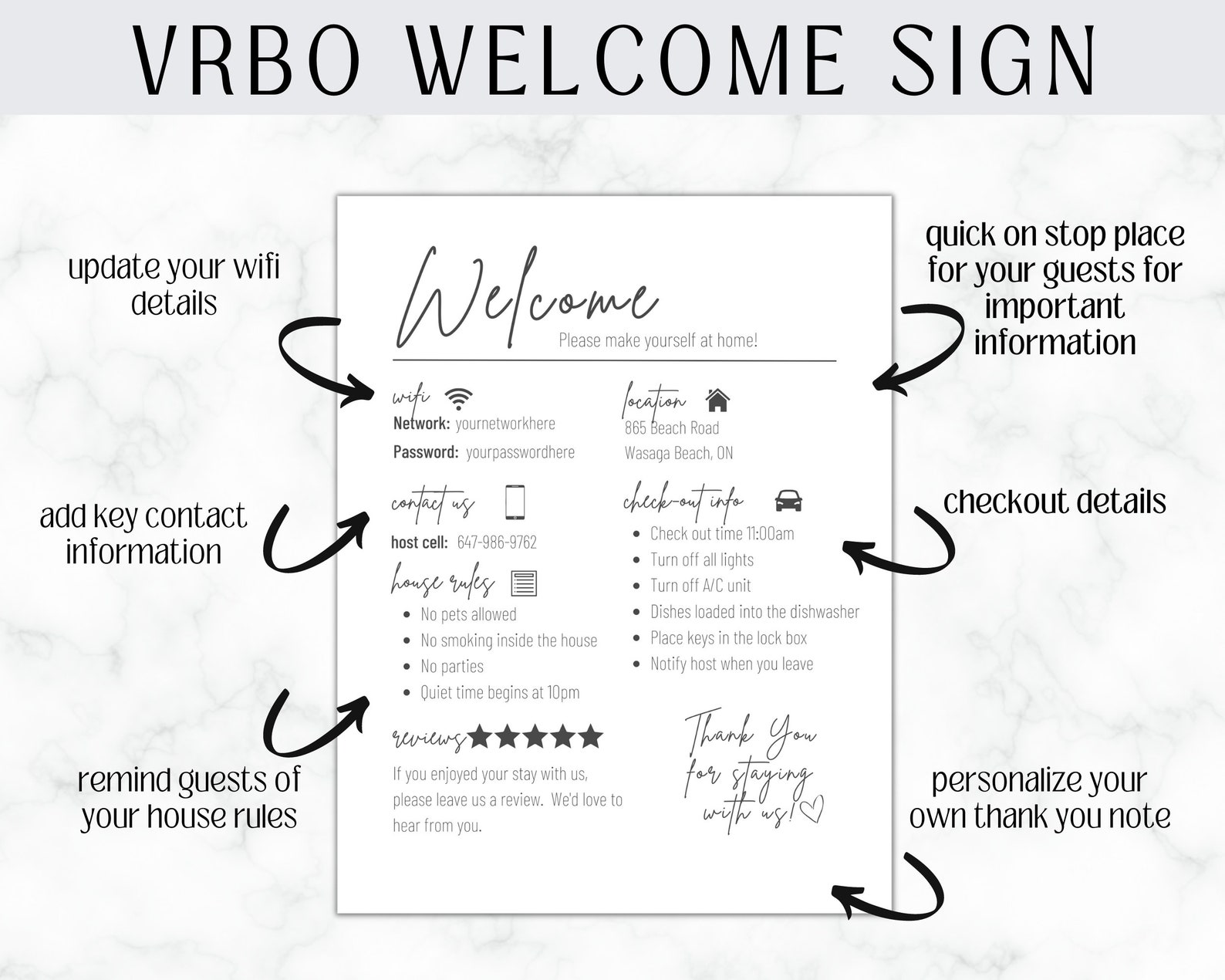 Editable VRBO Host Manual | Minimalist Home Decor | Wifi Template ...