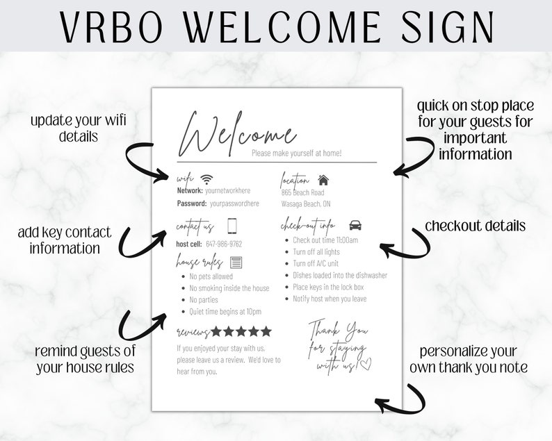 Editable VRBO Host Manual | Minimalist Home Decor | Wifi Template ...