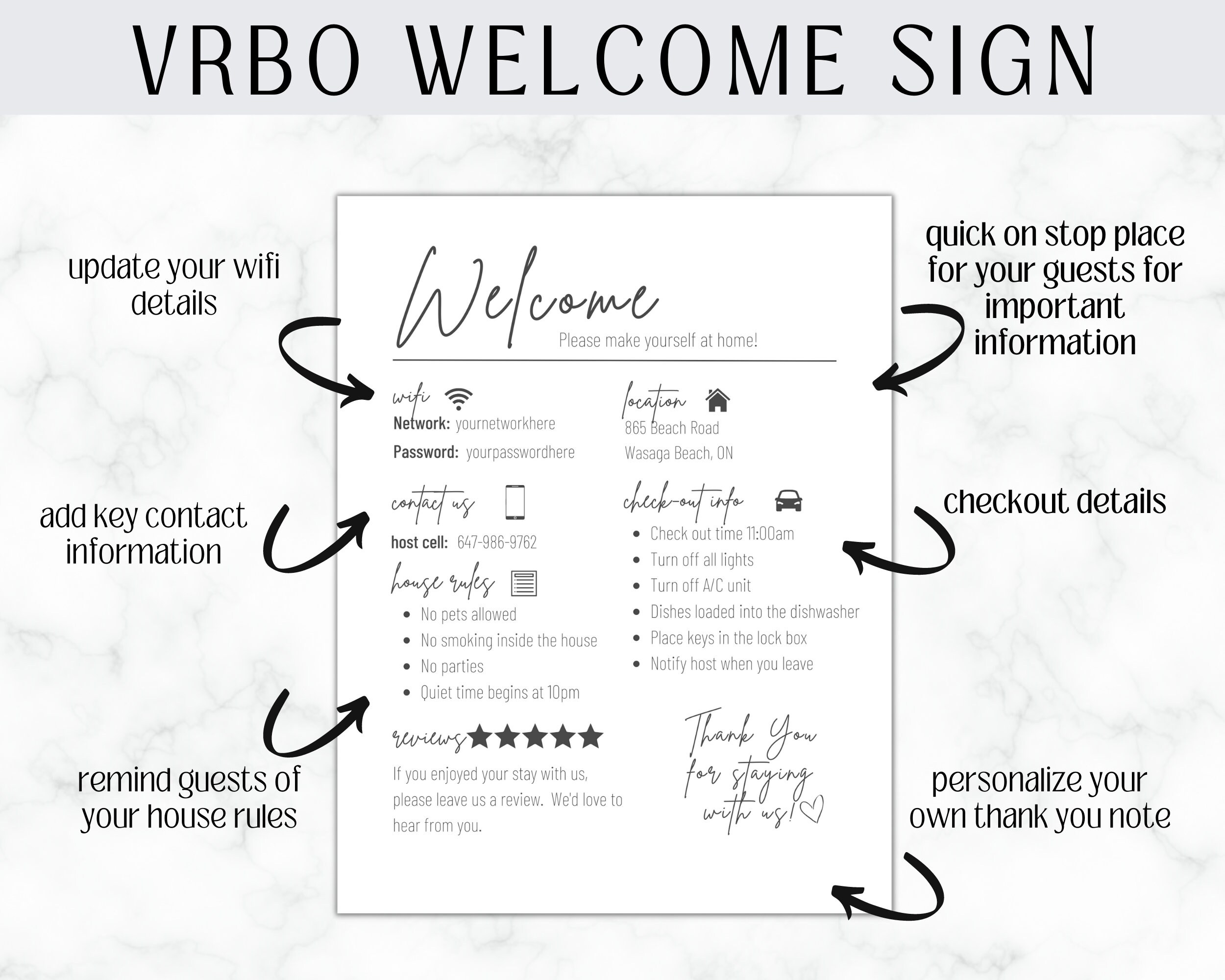 Editable VRBO Host Manual | Minimalist Home Decor | Wifi Template ...