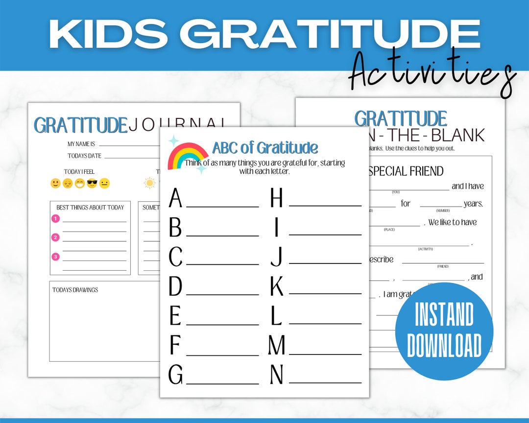 Kids Gratitude Journal Printable | Mindfulness Log | Self Care Planner ...