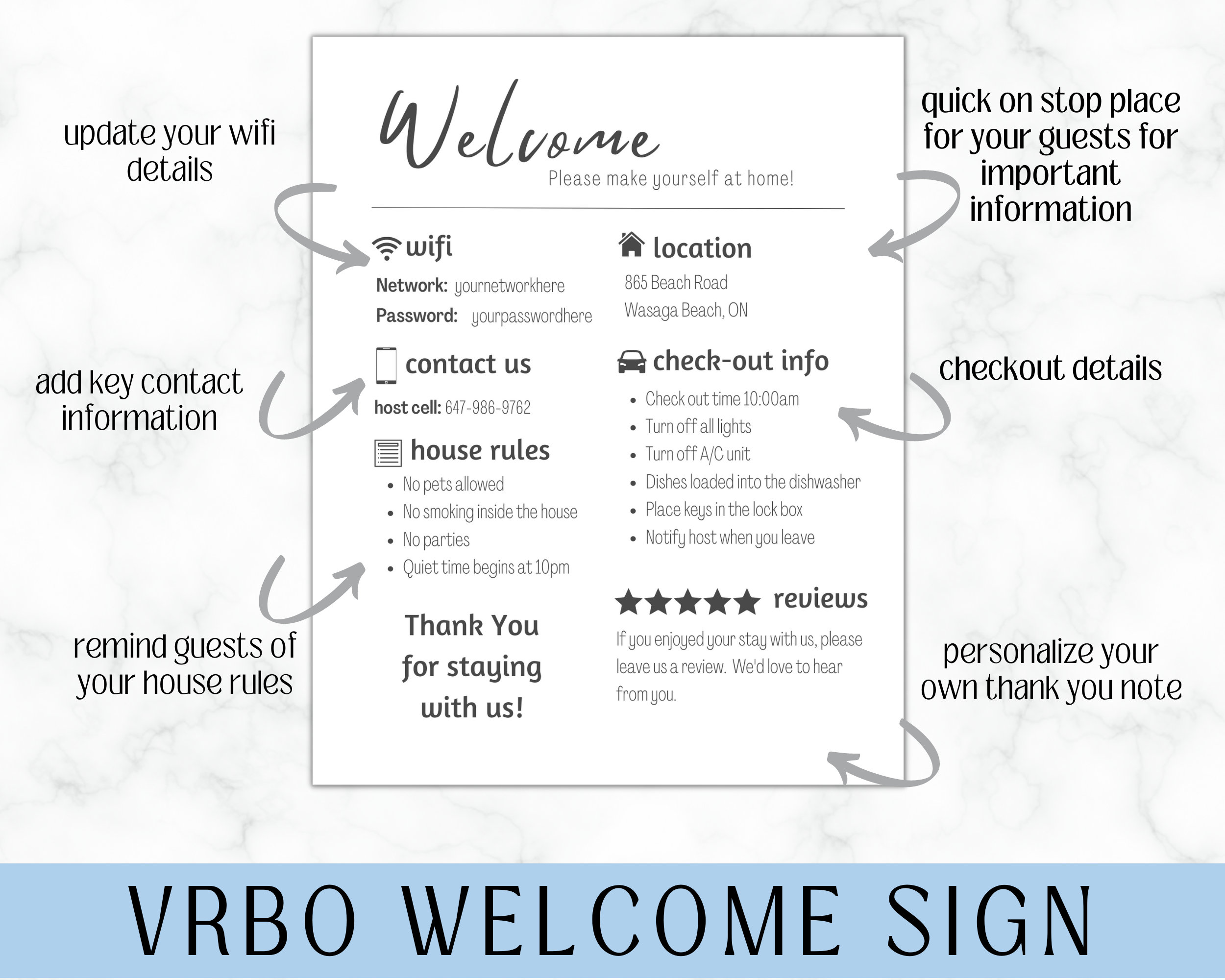 VRBO Welcome Sign | Editable Printable Sign | Minimalist Design | Canva ...