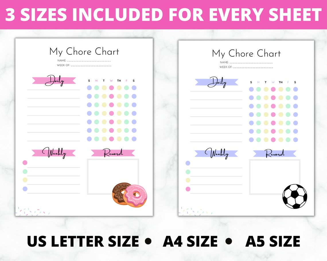 Kids Chore Charts Daily Checklist Reward Screen Time Allowance Chores ...