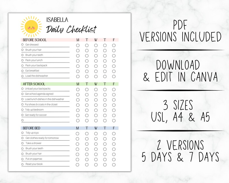 EDITABLE Daily Checklist Weekly Planner Family to Do List Command ...