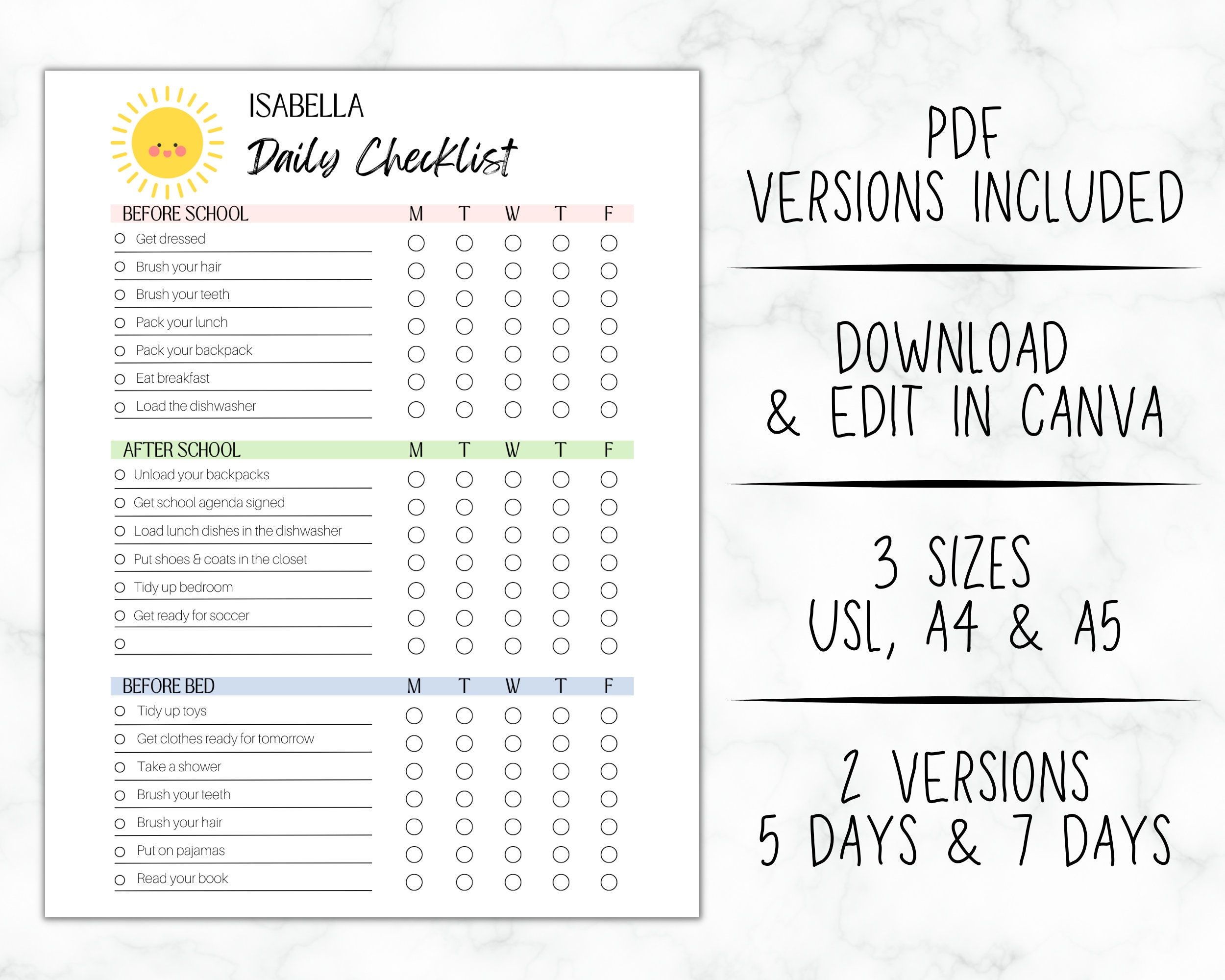 EDITABLE Daily Checklist Weekly Planner Family to Do List Command ...