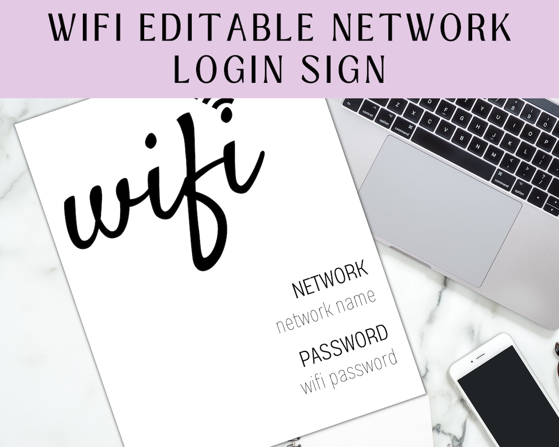 Wifi Password Sign Editable Wifi Sign Edit in Canva Edit & Print Airbnb ...