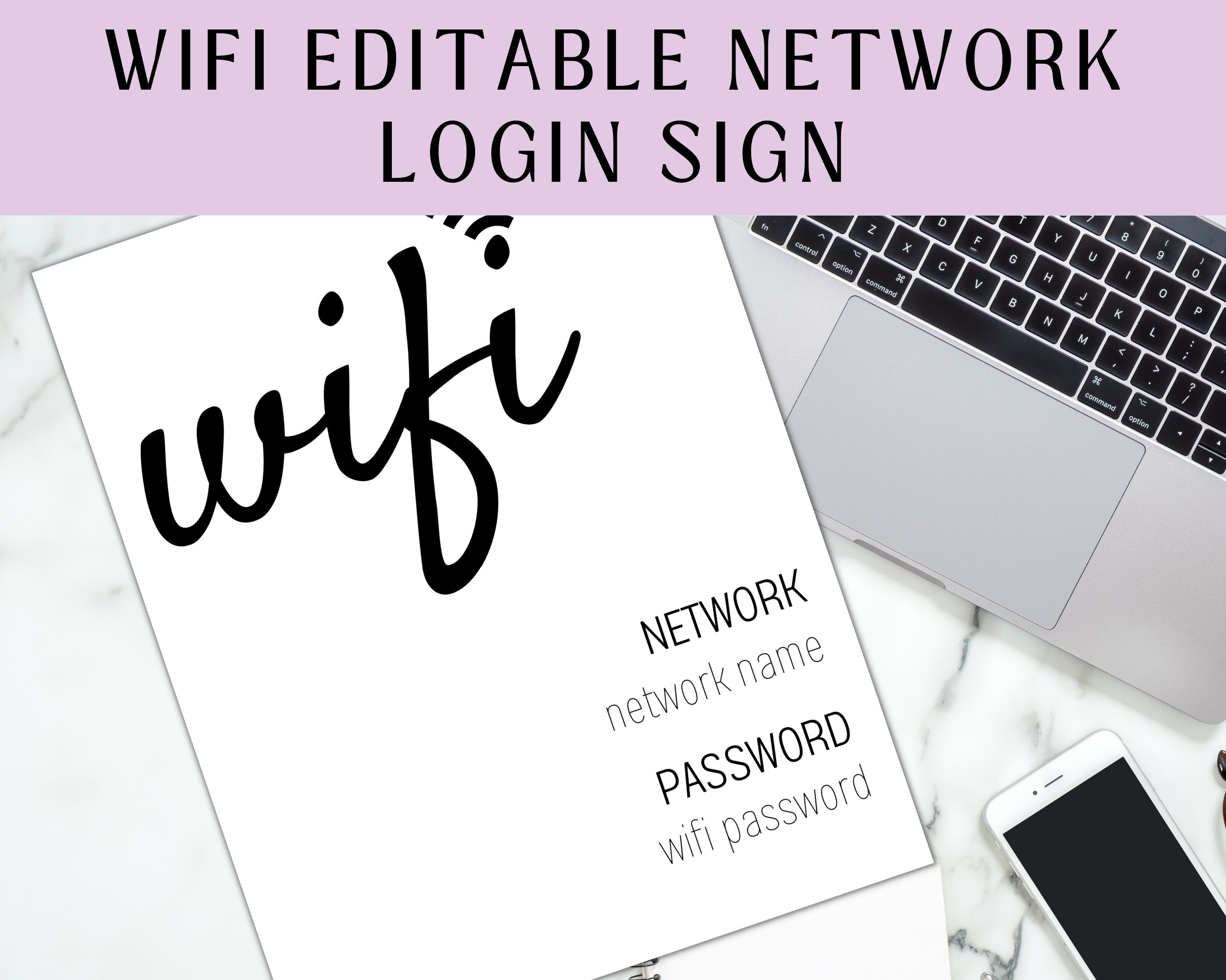Wifi Password Sign Editable Wifi Sign Edit in Canva Edit & Print Airbnb ...
