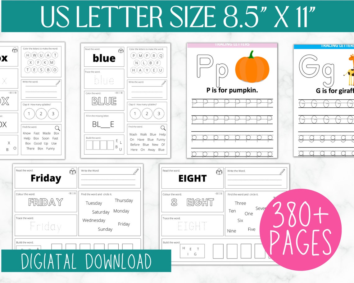 ULTIMATE Sight Words Kindergarten Worksheets Practice Spelling Phonics ...