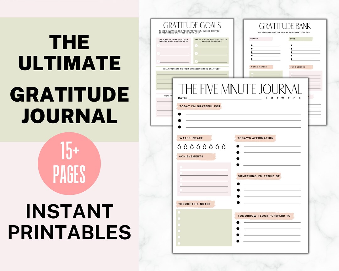 Gratitude Journal Template Mindfulness Log Journal for - Etsy