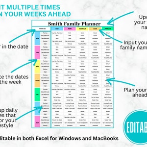 EDITABLE Daily Family Planner Schedule | Hourly Planner | Family ...