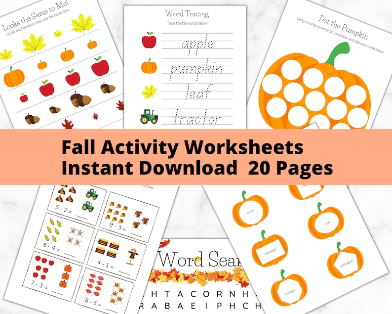 Autumn Worksheets for Kids | Fall Toddler Activities | Preschool ...