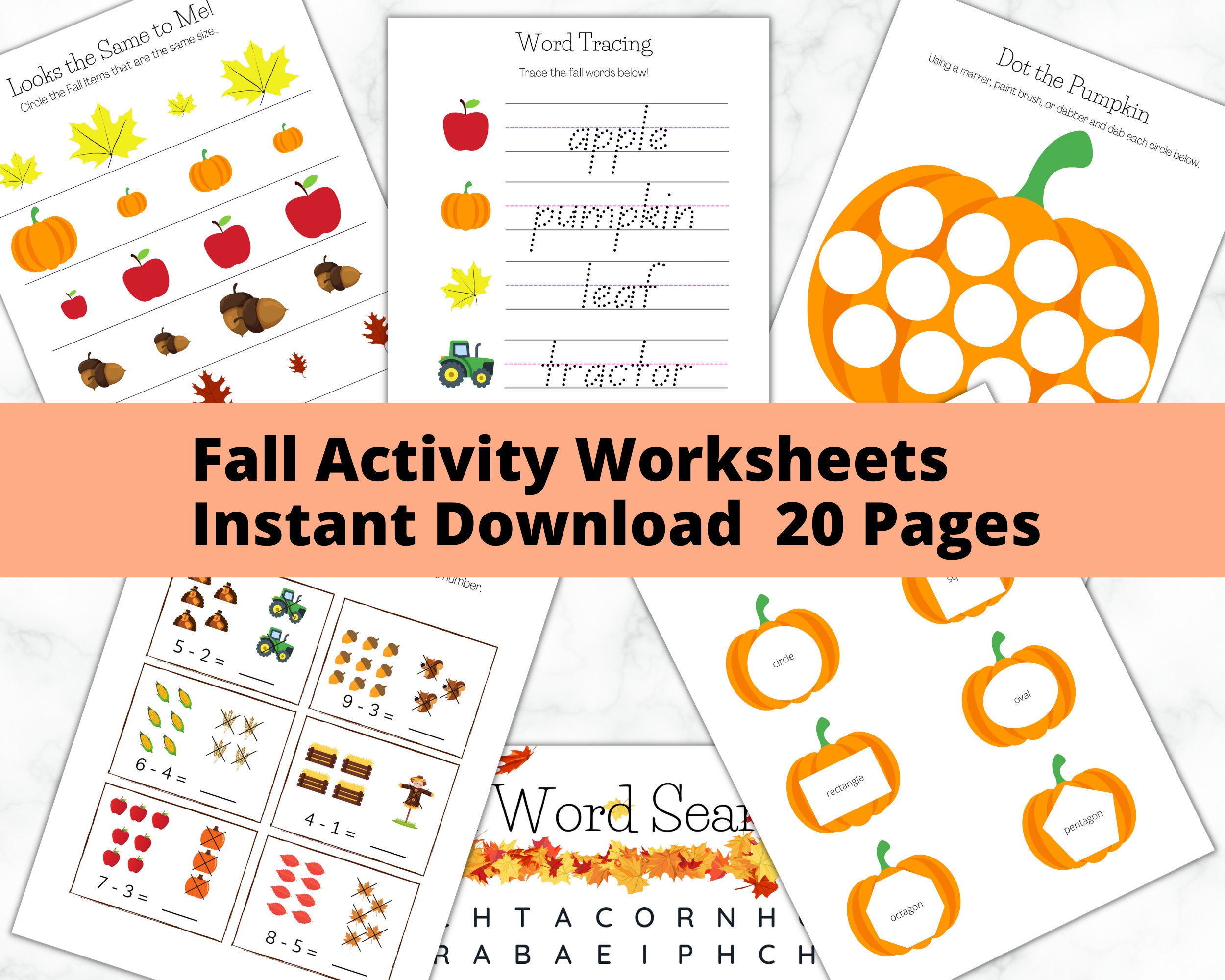 Autumn Worksheets for Kids | Fall Toddler Activities | Preschool ...