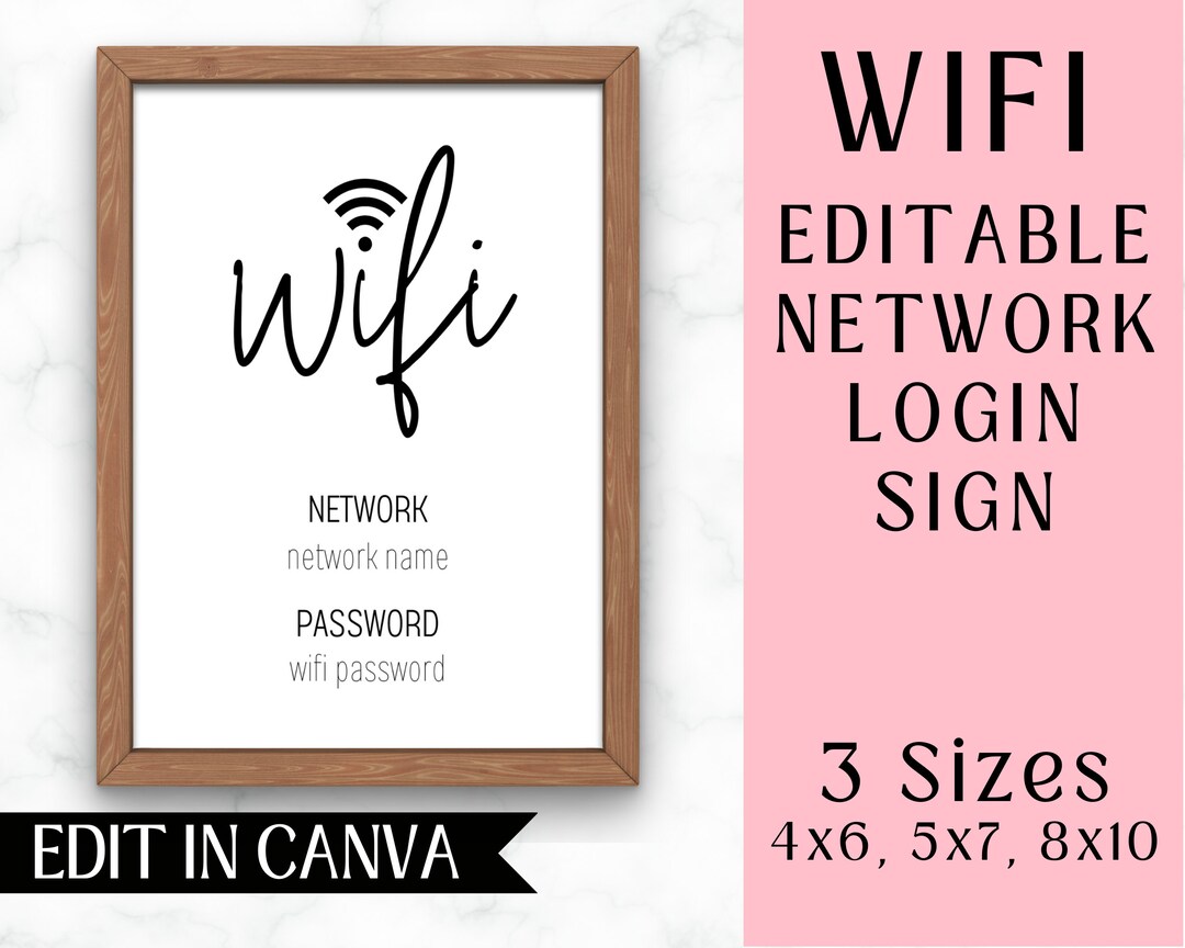 Wifi Password Sign | Editable Wifi Sign | Edit in Canva | Edit & Print ...