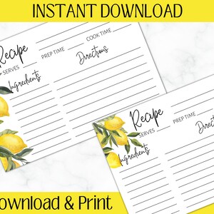 Recipe Card Template | Citrus Bridal Shower | Wedding Shower | Citrus ...