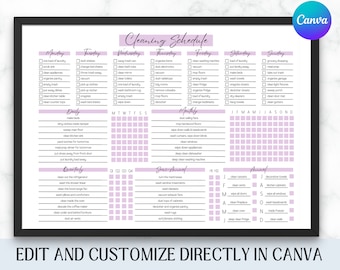 Weekly Cleaning Schedule Printable Template, Editable House Cleaning ...