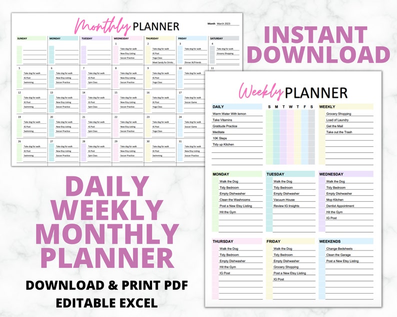 EDITABLE Daily Family Planner Schedule | Hourly Planner | Family ...