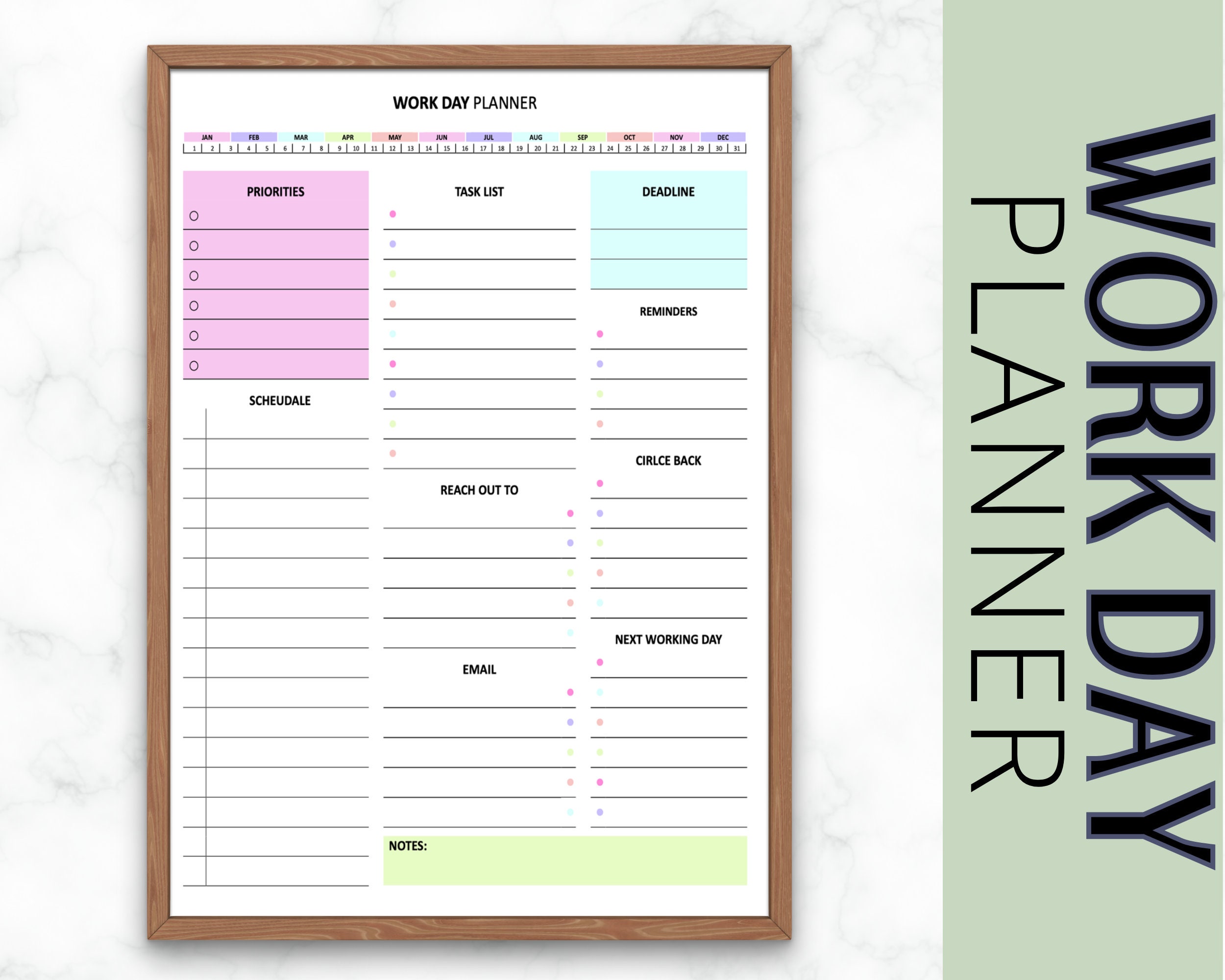 EDITABLE Work Planner Work Day Organizer Editable Daily Planner ...