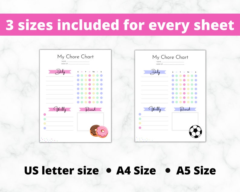 Kids Chore Chart Printable Responsibilities Tracker Reward Chart ...
