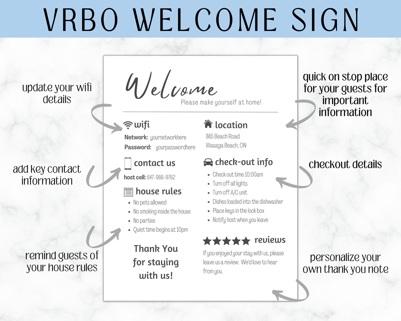 VRBO Welcome Sign | Editable Printable Sign | Minimalist Design | Canva ...