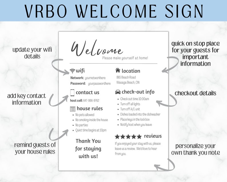 VRBO Welcome Sign | Editable Printable Sign | Minimalist Design | Canva ...