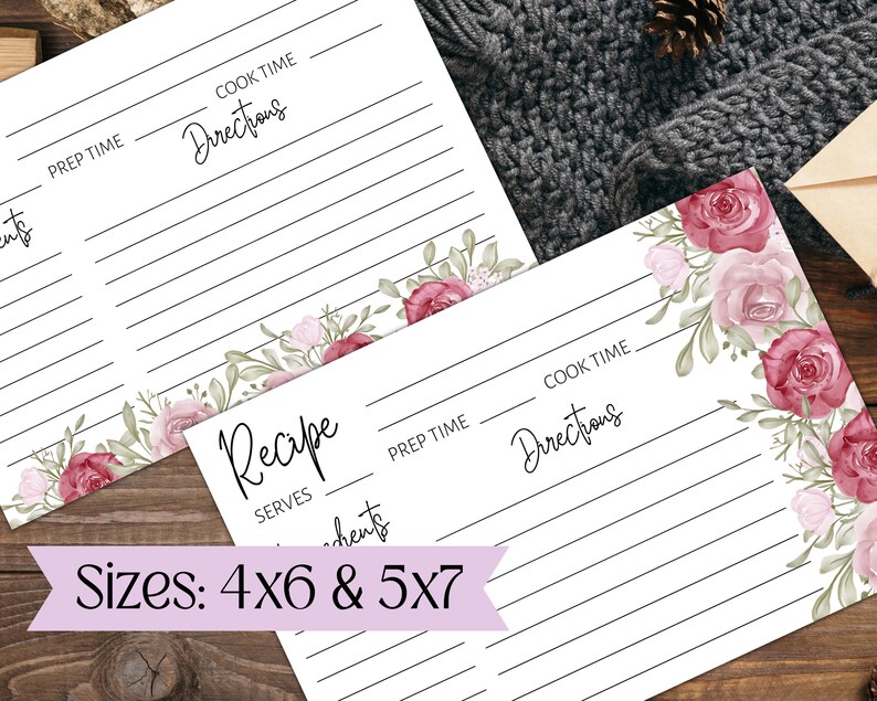 Recipe Card Template | Floral Bridal Shower | Wedding Shower | Floral ...